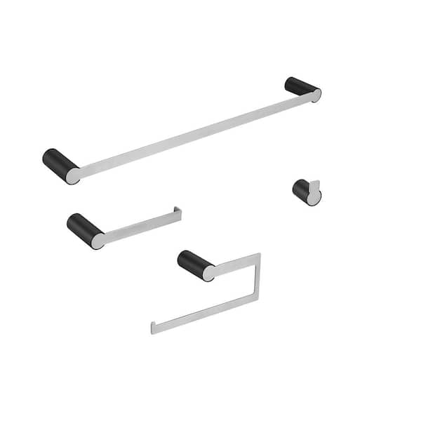 Satico 4 Piece Bath Hardware Set With Towel Bars Toilet Paper Holder