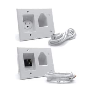 In-Wall Cable Management Kit with Recessed Single Outlet and HDMI Pass ...