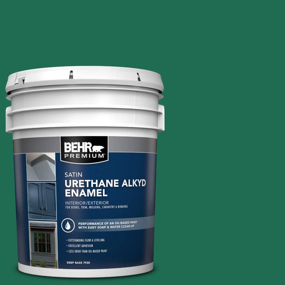 BEHR PREMIUM 5 gal. #P430-7 Sparkling Emerald Urethane Alkyd Satin ...