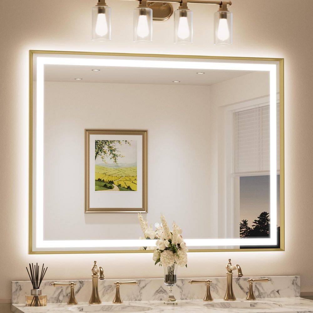 KeonJinn 48 in. W x 36 in. H Rectangular Framed LED Lighted Bathroom ...
