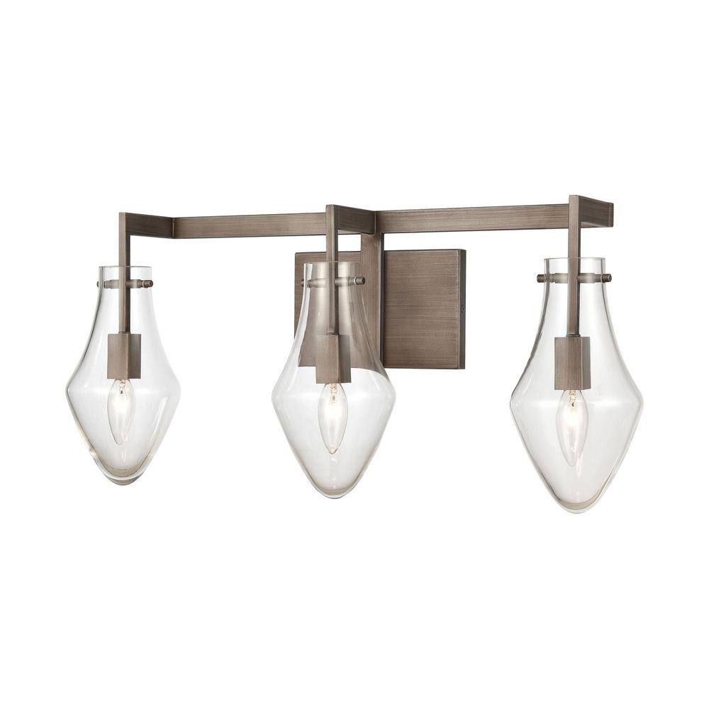 Titan Lighting Culmination 26 in. 3-Light Weathered Zinc Vanity Light ...