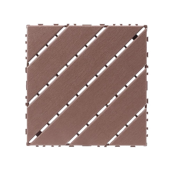YOFE 1 ft. x 1 ft. Acacia Wood Interlocking Deck Tiles in Natural ...