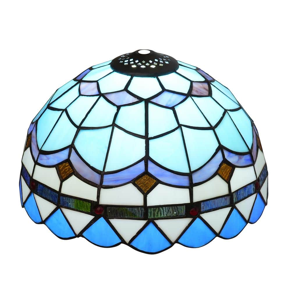 Lasaideal 12 in. Dia x 7 in. H Tiffany Style Stained Glass Dome Table ...