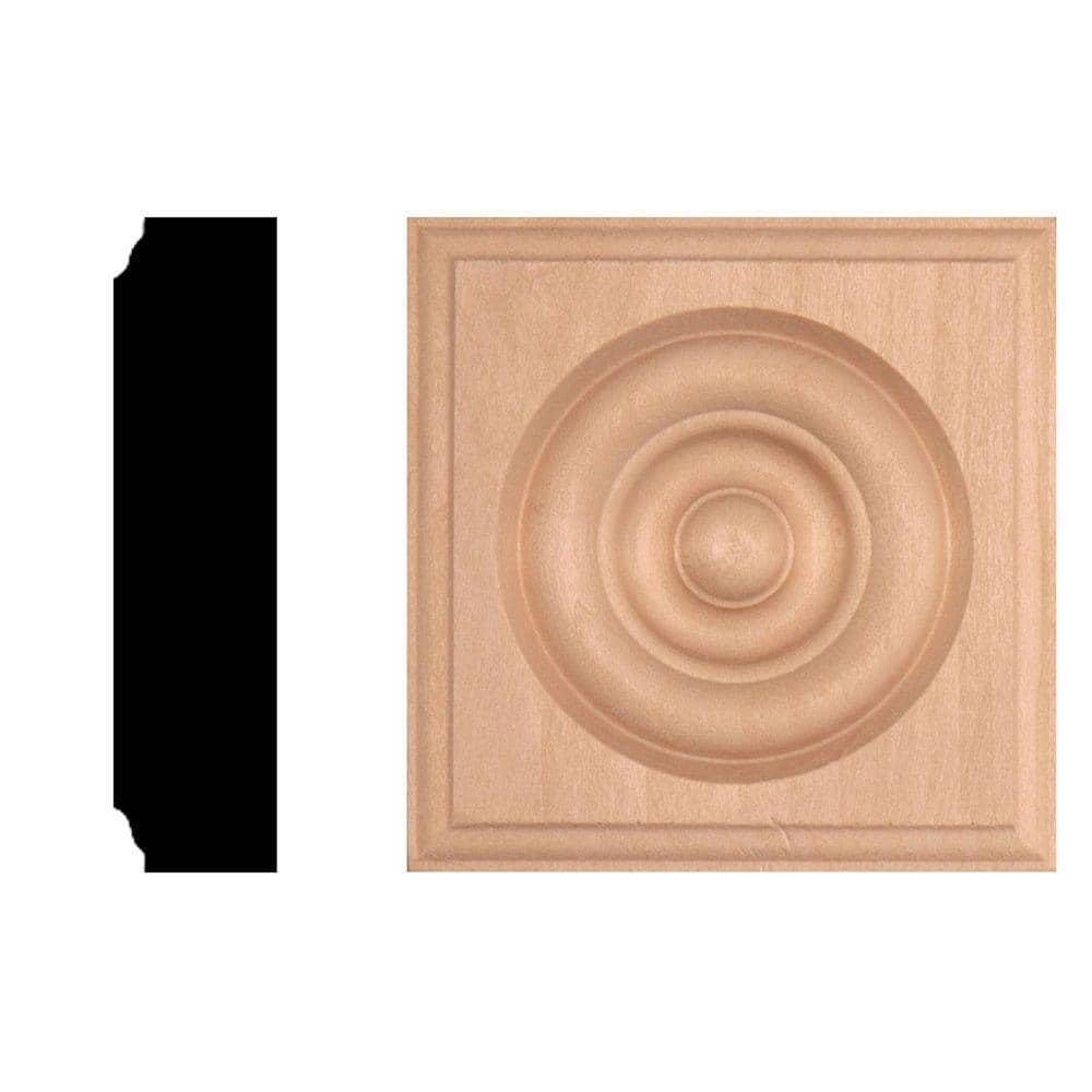 HOUSE OF FARA 7/8 in. x 3-1/2 in. x 3-1/2 in. Hardwood Rosette Block ...