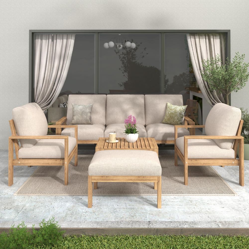 CHRISTOPHER KNIGHT HOME Harmony 5-Piece Solid Wood Patio Conversation ...