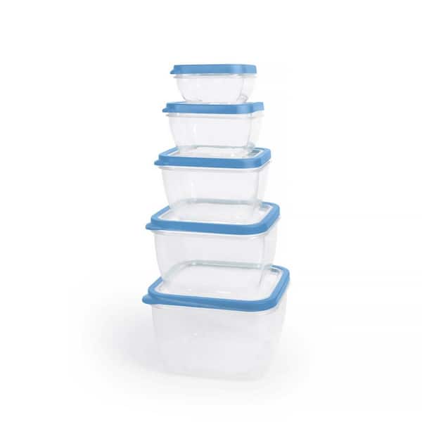 LEXI HOME Nested Square 10-Piece Airtight Plastic Food Storage ...