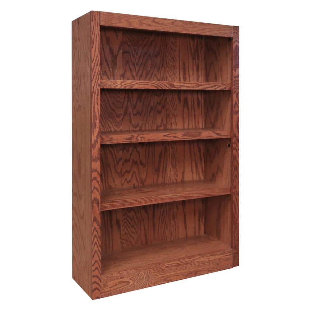 Concepts In Wood 48 in. Dry Oak Wood 4-shelf Standard Bookcase with ...