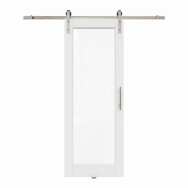 ARK DESIGN 30 in. x 80 in. 1 Lite Tempered Clear Glass White Primed ...
