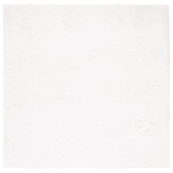 SAFAVIEH Faux Rabbit Fur Off White 6 ft. x 6 ft. Machine Washable High ...