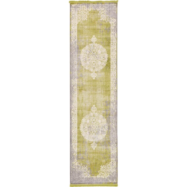 Unique Loom New Classical Olwen Light Green 2' 7 x 10' 0 Runner Rug ...