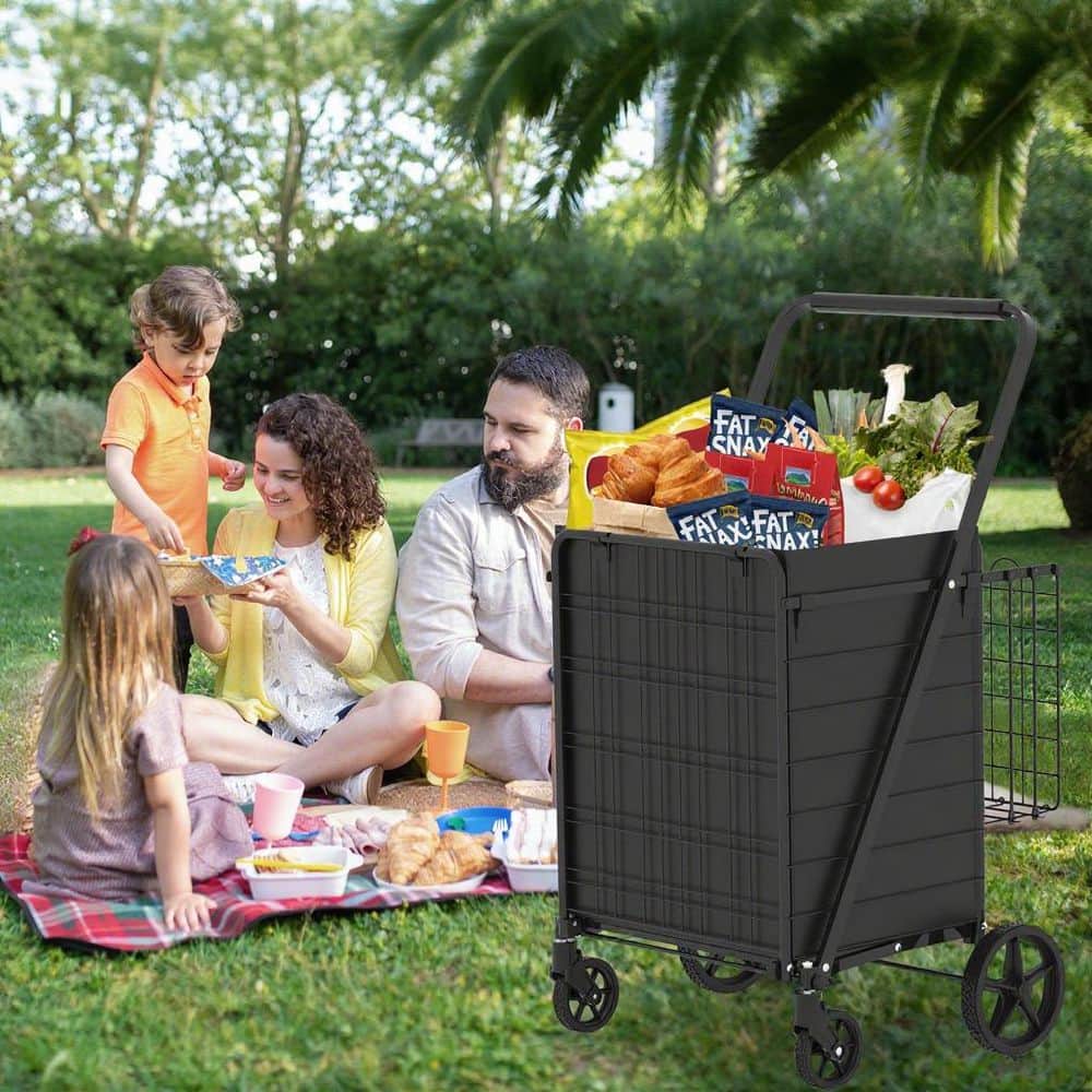 4 cu. ft. Metal Foldable Outdoor Shopping Cart, Powered Wheelbarrow ...