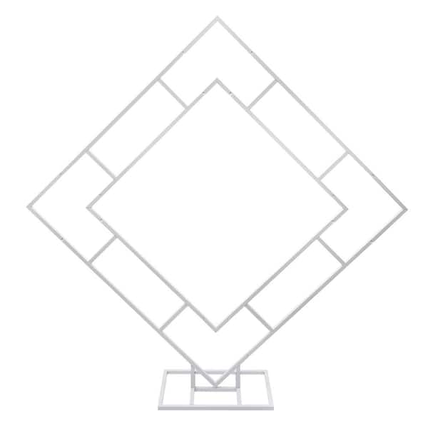 YIYIBYUS 78.8 in. x 78.8 in. White Metal Square Double Tube Wedding ...