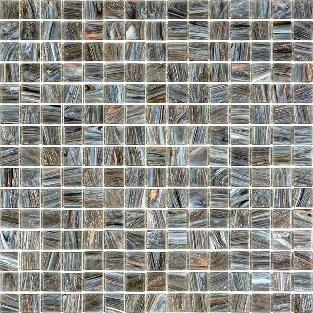 Apollo Tile Celestial Glossy Cosmic Gray 12 in. x 12 in. Glass Mosaic ...