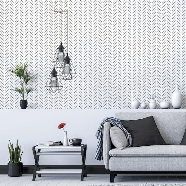 Black Herringbone Contact Paper Peel and Stick Wallpaper Roll Set of 5 ...