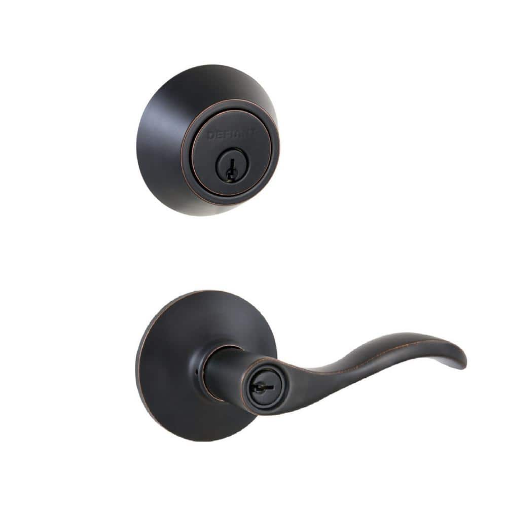 Defiant Naples Aged Bronze Entry Handle and Single Cylinder Deadbolt ...