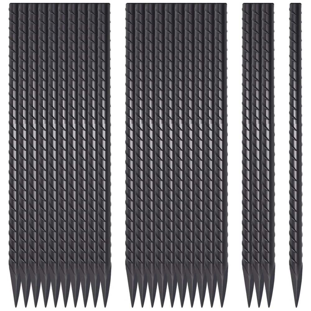 Afoxsos 1.33 ft. Black Metal Stake 24-Pack Ground Anchors Steel Plant ...