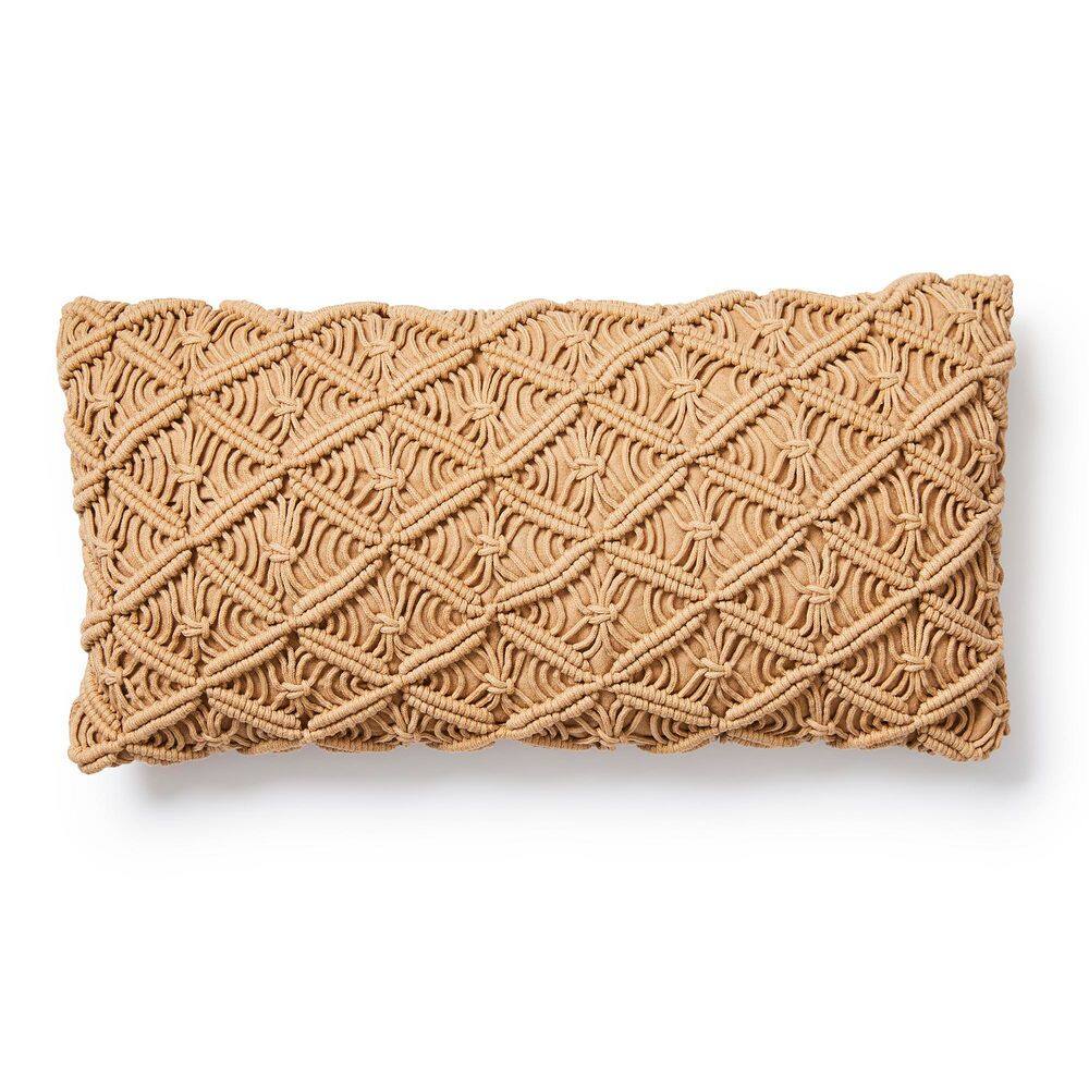 DONNA SHARP Crochet Tan Polyester Decor Pillow 11 in. x 22 in. 67357 ...