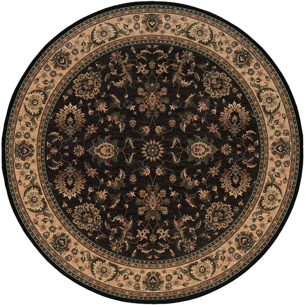 AVERLEY HOME Alyssa Black/Ivory 8 ft. x 8 ft. Round Traditional Area ...