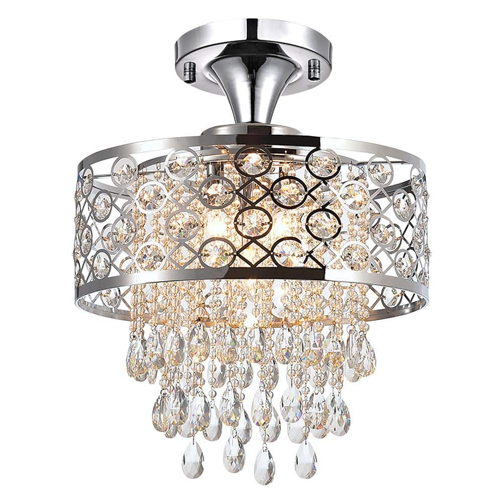 Maxax Indianapolis 17.3 in. 5-Light Chrome Semi Flush Mount With ...
