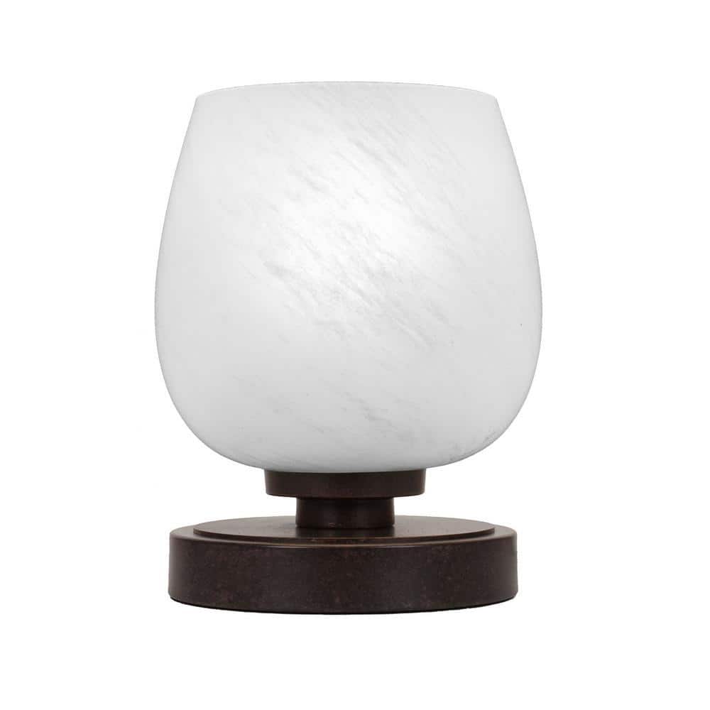 Quincy 8 in. Dark Granite Accent Lamp with 6 in. White Marble Glass ...