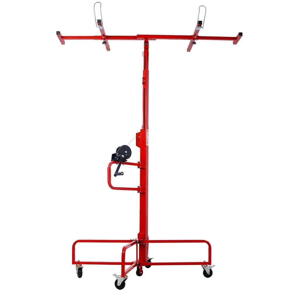 Red 13 ft. Drywall Panel Hoist Jack Lifter Jack Rolling Caster Wheel ...