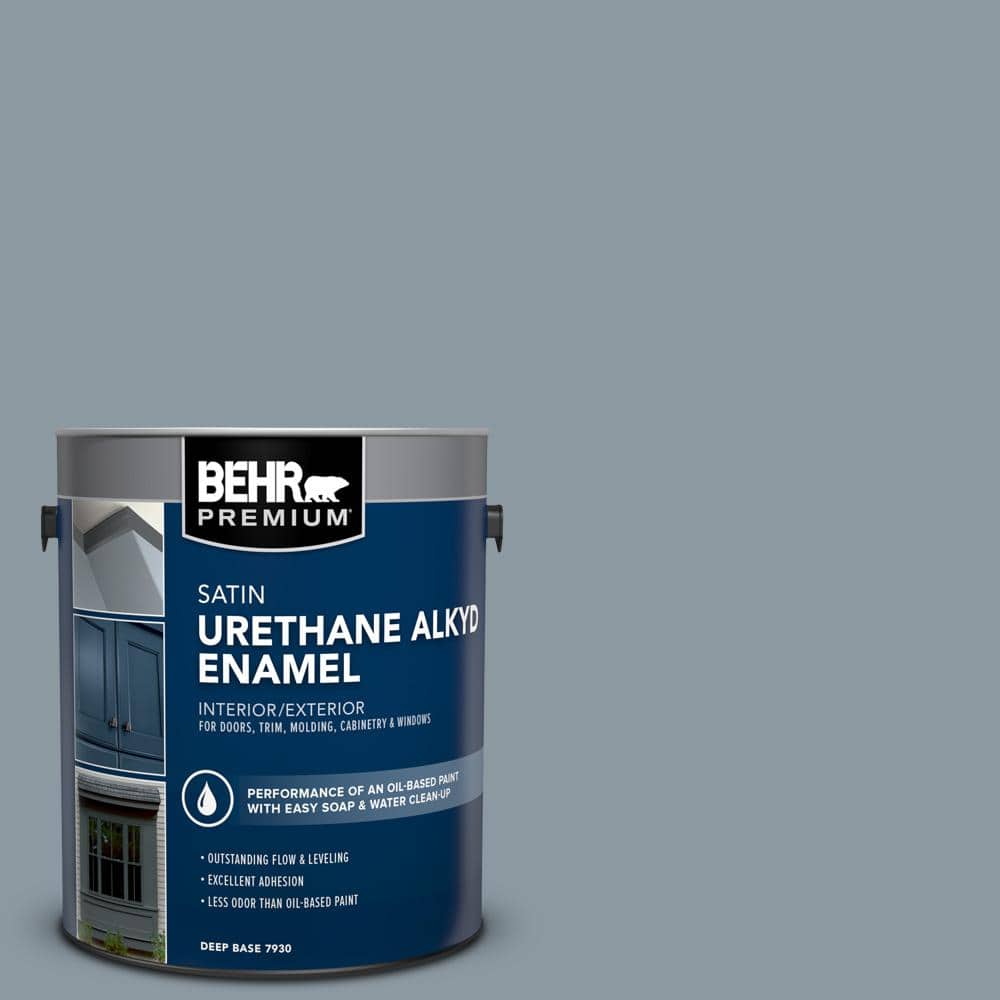 BEHR PREMIUM 1 gal. #N490-4 Teton Blue Urethane Alkyd Satin Enamel ...