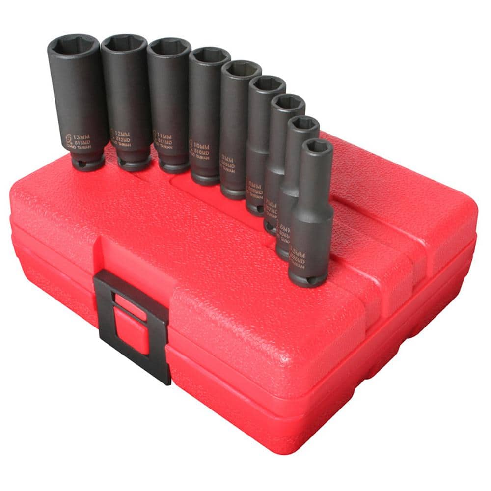 SUNEX TOOLS 1/4 in. Drive Deep Metric Socket Set (9-Piece) SUN1812 ...