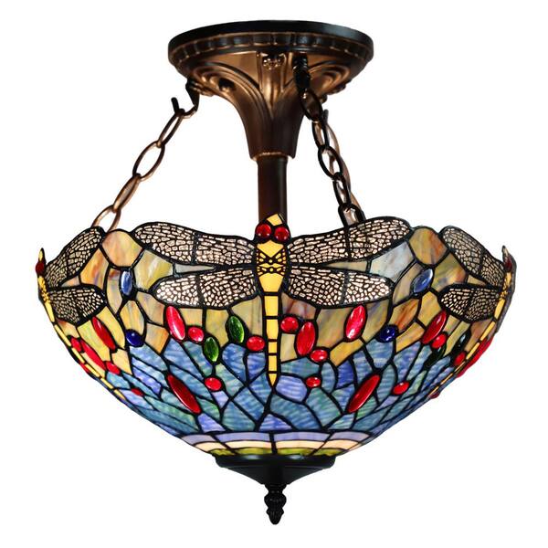 Warehouse of Tiffany Casanna 16 in. 2-Light Indoor Multi-Color Finish ...