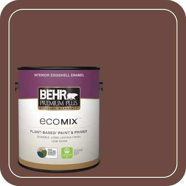 BEHR PREMIUM PLUS 1 gal. #BNC-32 Maximum Mocha Eggshell Enamel EcoMix ...