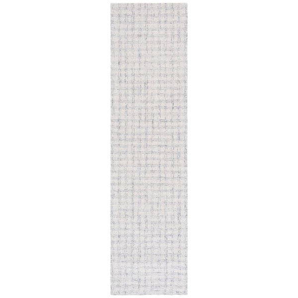 SAFAVIEH Ebony 2 ft. x 9 ft. Light Gray/Ivory Geometric Checkered ...