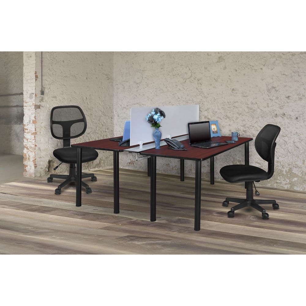 Regency Kee 60 in x 24 in. Mahogany Brown Top 2 Person Workstation Desk ...
