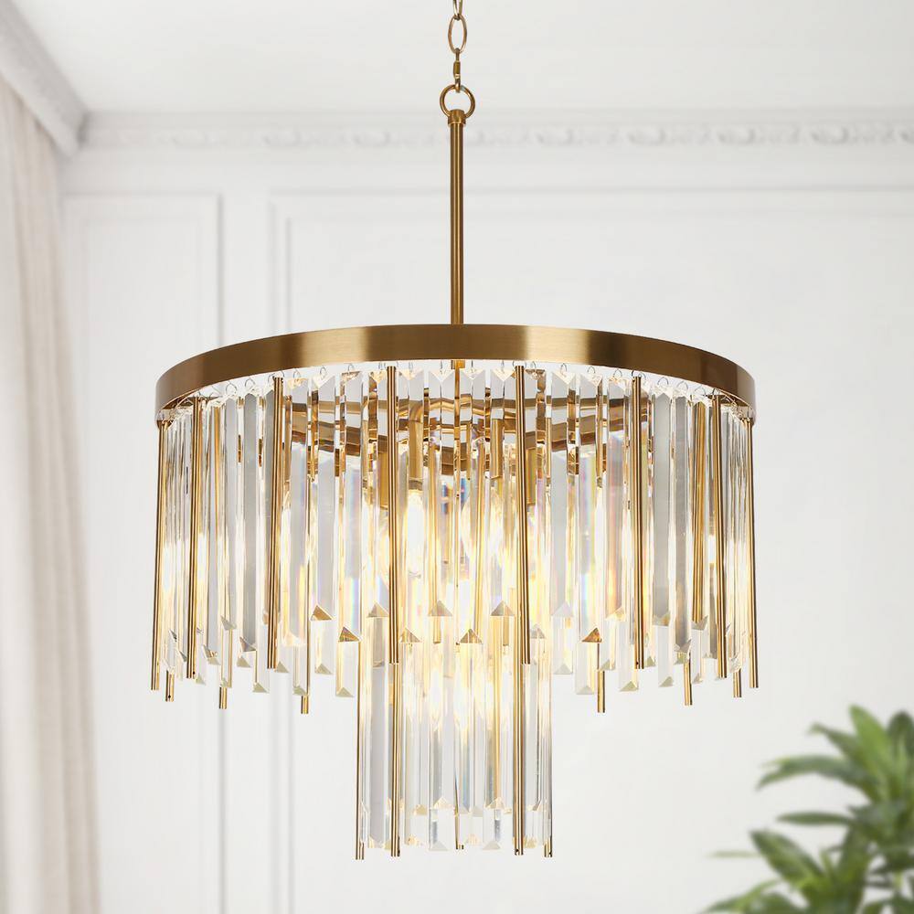 LNC Athean 7-Light Plating Brass Crystal 2-Tiered Chandelier with No ...