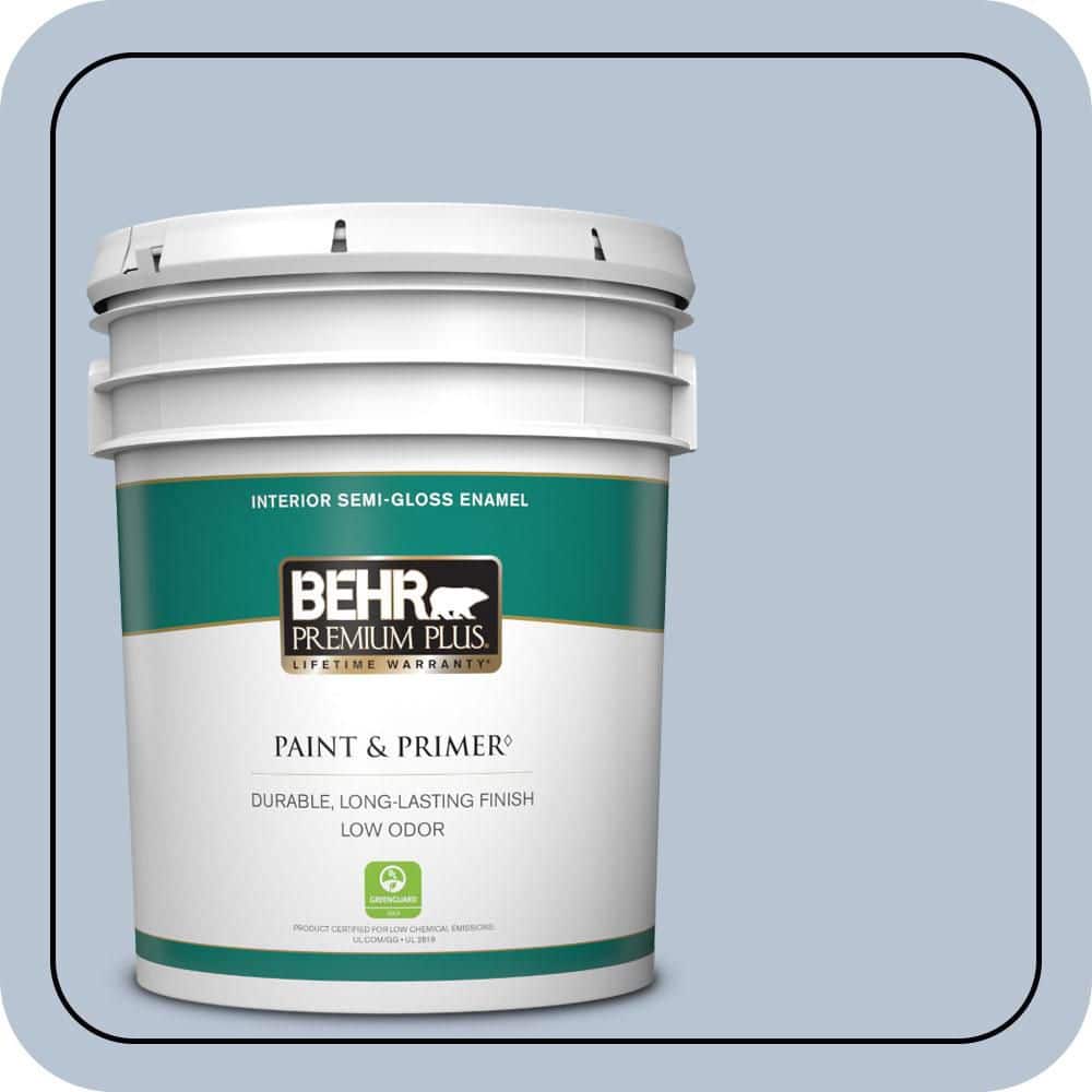 BEHR PREMIUM PLUS 5 gal. #590E-3 Hyacinth Tint Semi-Gloss Enamel Low ...