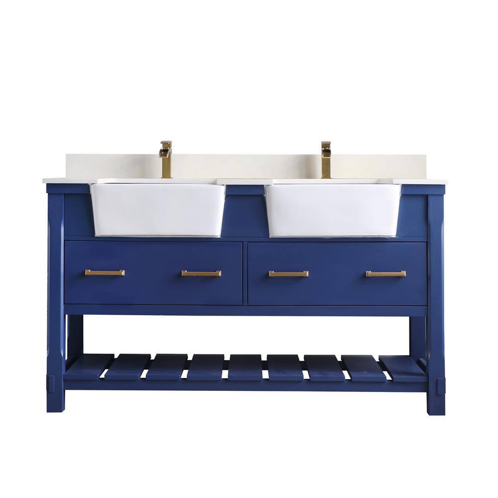 Altair Georgia 60 in. Bathroom Vanity in Jewelry Blue with Composite ...