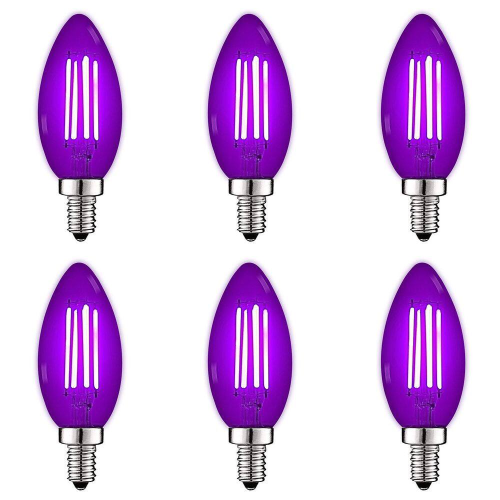 LUXRITE 40-Watt Equivalent LED Purple Light Bulbs, 4.5-Watt, Colored ...