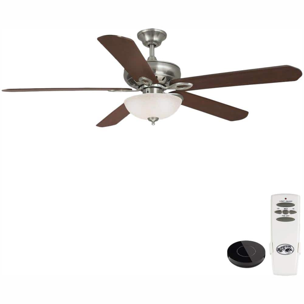 Hampton Bay Asbury 60 in. LED Brushed Nickel Ceiling Fan with Light Kit ...