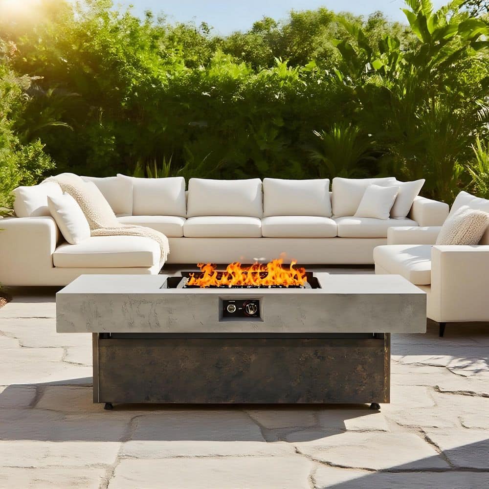 Reviews for 55 in. Metal 50,000 BTU Outdoor Fire Pit Table, Propane Gas ...