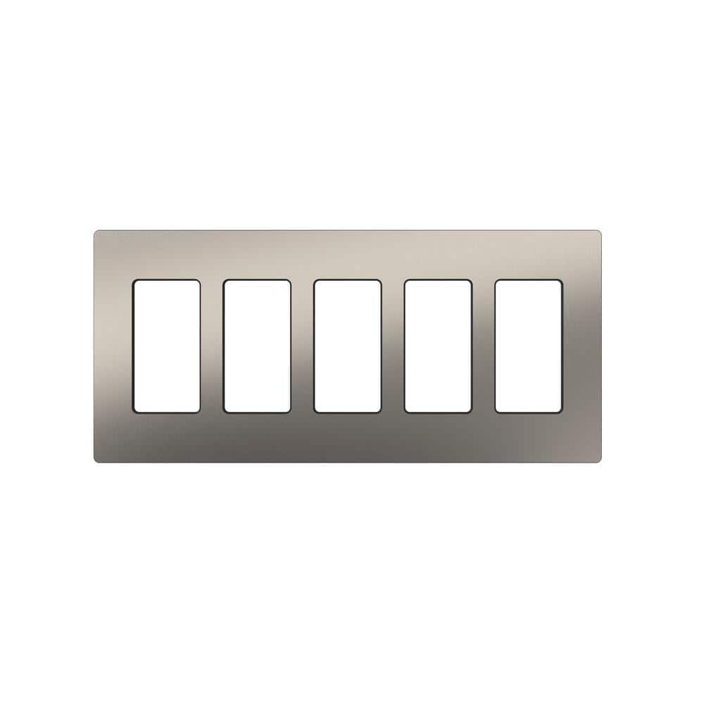 Lutron Claro 5 Gang Wall Plate for Decorator/Rocker Switches, Stainless ...