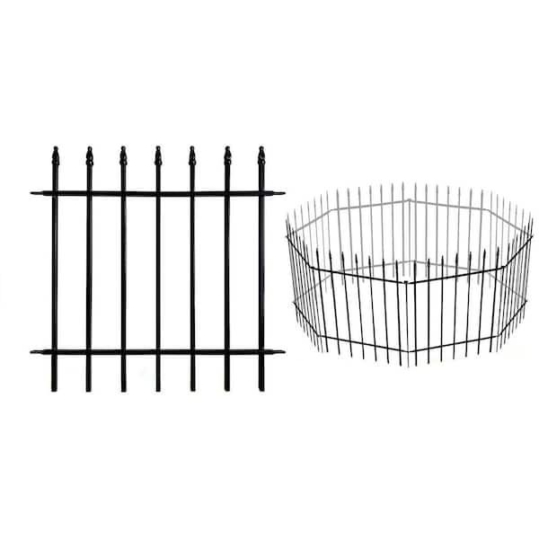 Justincity Metal Decorative 24 High Garden Fence 5 Panels Total 10 ft ...