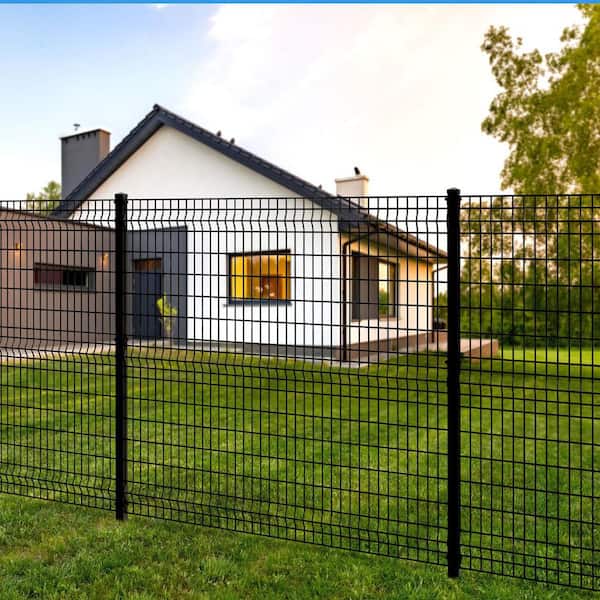 FORGERIGHT 5 ft. H x 6 ft. W Deco Grid Black Steel Fence Panel 868004 ...