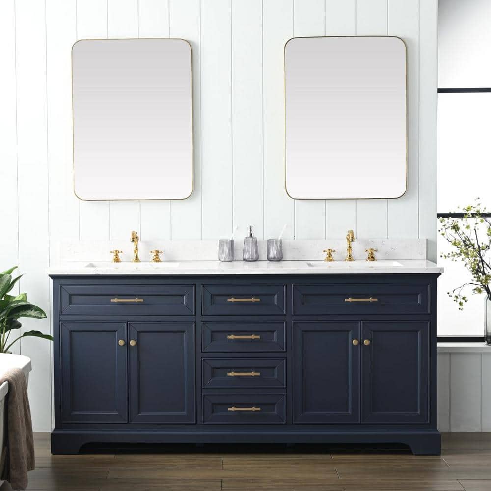 SUDIO Thompson 72 in. W x 22 in. D Bath Vanity in Indigo Blue with ...
