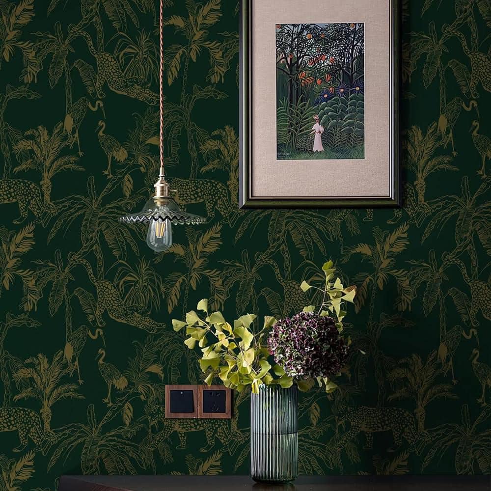 Dark Green and Gold Jungle Animal Contact Paper Peel and Stick ...