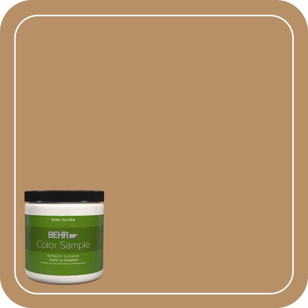 BEHR PREMIUM PLUS 8 oz. #S260-5 Almond Roca Semi-Gloss Interior ...