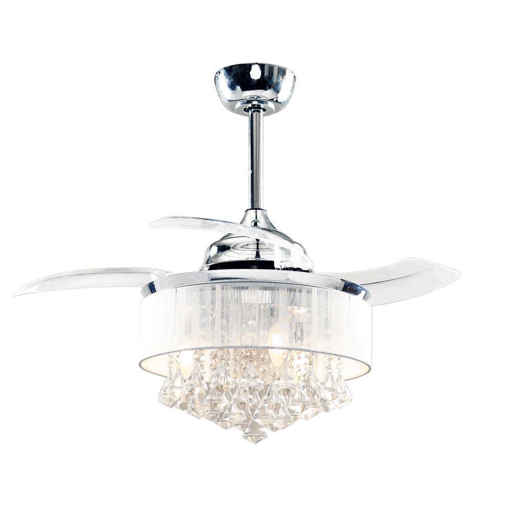 matrix decor 36 in. Indoor Chrome Retractable Crystal Chandelier ...