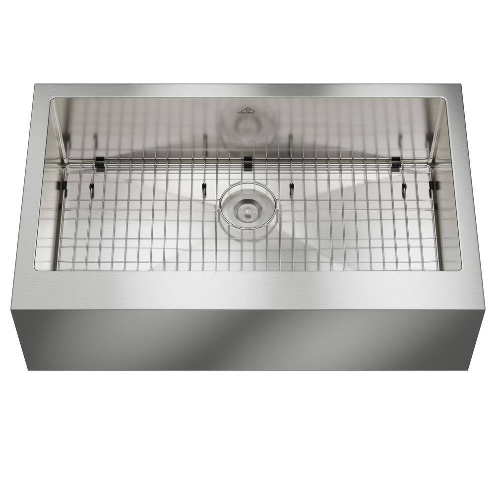 Boyel Living 36 in. Farmhouse Apron-Front Single Bowl 18-Gauge Silver ...
