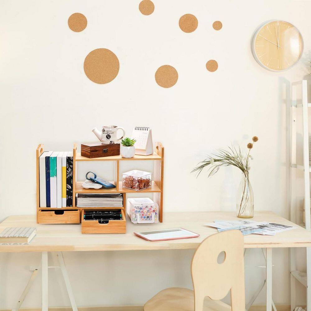 Beige 15 in. x 13 in. Wood Office Desk Storage with Anti-Slip Pads ...