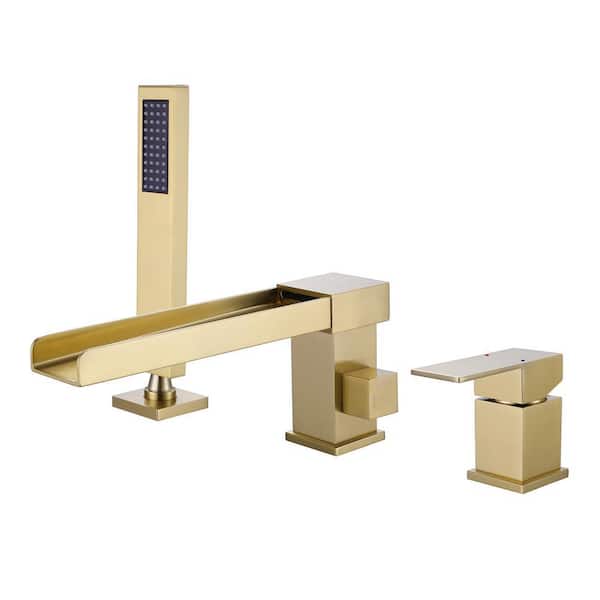 FLG Single-Handle Tub Deck Mount Roman Tub Faucet with Handheld Shower ...