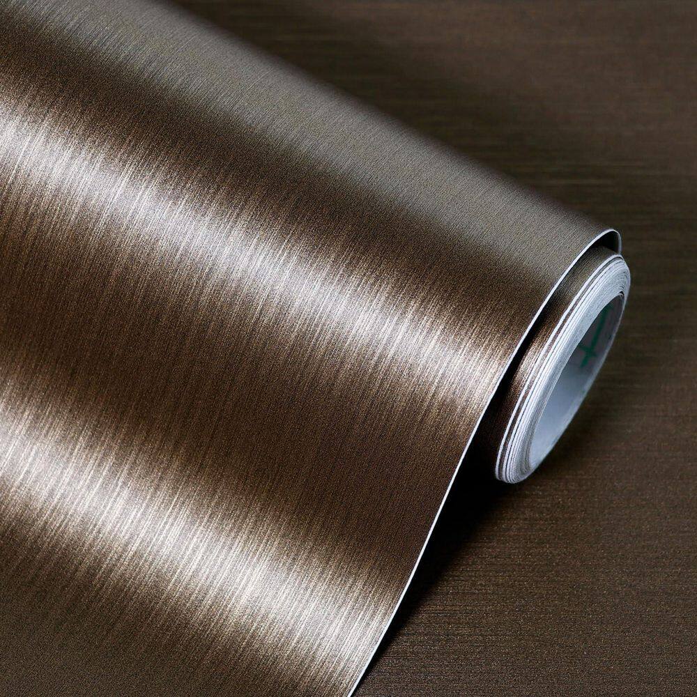 TUKTUK Arc 20.5in. x 18 ft. Brown Brushed Stainless Steel Vinyl Peel ...