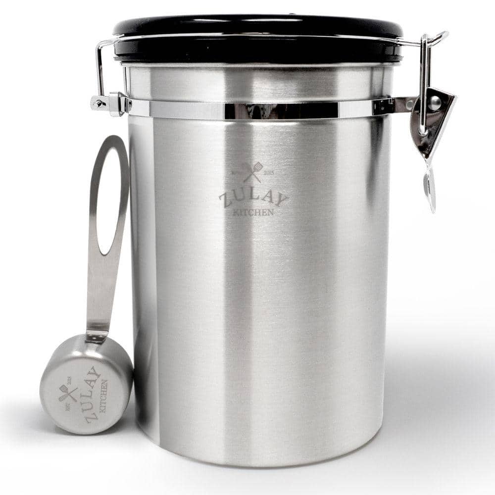 Zulay Kitchen 1-Piece Airtight Coffee Canister with Scoop - Stainless ...