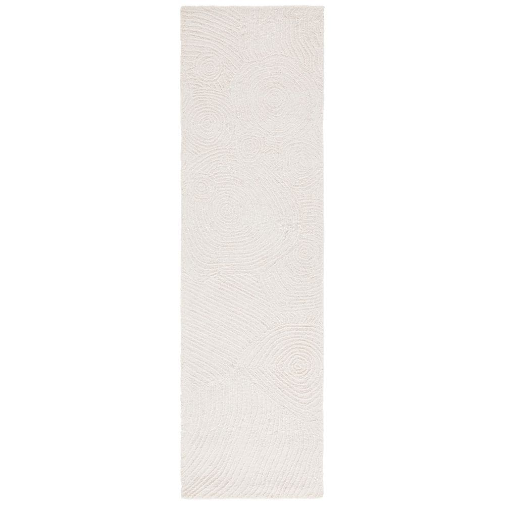 SAFAVIEH Mykonos 2 ft. x 8 ft. Ivory Solid Spiral Runner Rug MKN104A-28 ...
